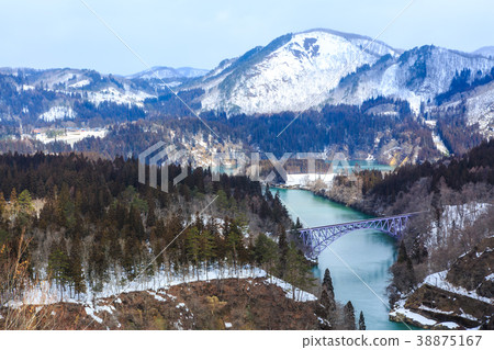The first Sadami River bridge Tohoku winter... - Stock Photo [38875167 ...