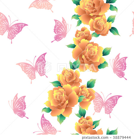 Japanese style rose pattern - Stock Illustration [38879444] - PIXTA