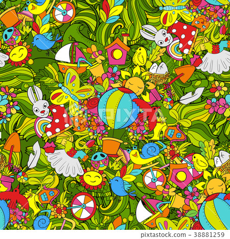 Spring seamless pattern - Stock Illustration [38881259] - PIXTA