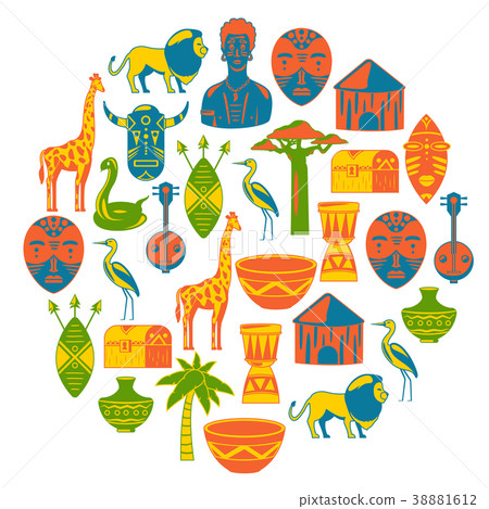 African banners. Africa icons and design elements - Stock Illustration ...