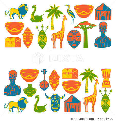 African banners. Africa icons and design elements - Stock Illustration ...