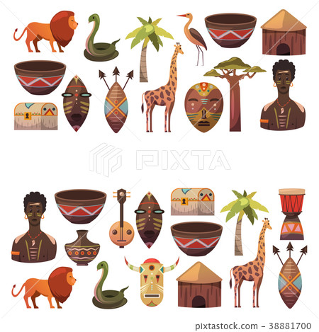 African banners. Africa icons and design elements - Stock Illustration ...