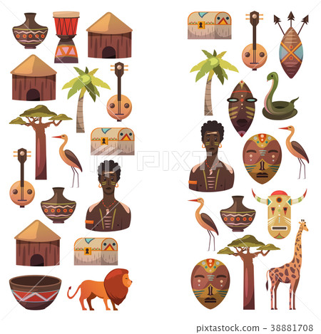 African banners. Africa icons and design elements - Stock Illustration ...