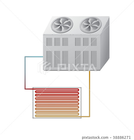 Outdoor and indoor unit chiller. Vector - Stock Illustration [38886271 ...