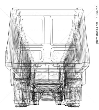 Back view Truck isolated on white background - Stock Illustration ...