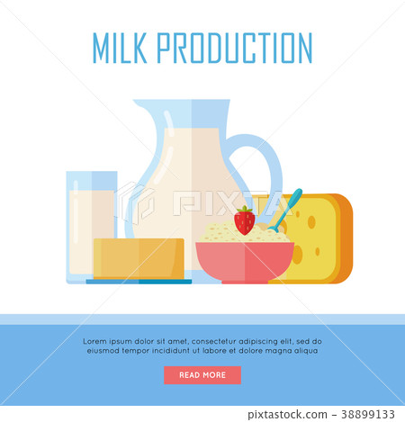 Traditional Dairy Products from Milk - Stock Illustration [38899133 ...