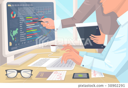 People Working on Project Vector Illustration - Stock Illustration ...