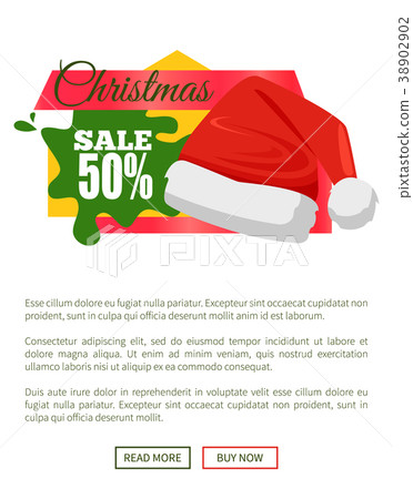 Christmas Sale Promo Label with Santa Claus Hat - Stock Illustration ...