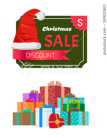 Discount Christmas Sale Promo Sticker Hat advert - Stock Illustration ...
