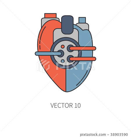 Bionic heart prosthesis color line icon. Bionic - Stock Illustration ...