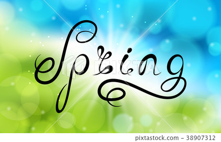 Spring Lettering, Calligraphic Text on Light - Stock Illustration ...