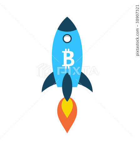 Bitcoin Rocket Ship Launching Into Space - Stock Illustration [38907321 ...