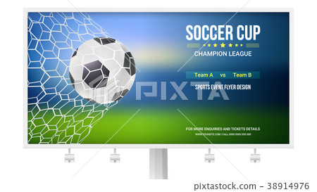 Billboard with soccer match. Game moment with goal - Stock Illustration ...