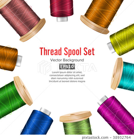 Thread Spool Banner Circle Border. Place For Text - Stock Illustration ...