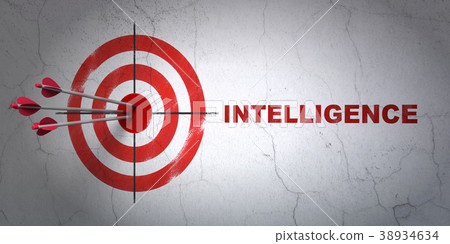 Education concept: target and Intelligence on wall - Stock Illustration ...