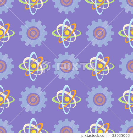Seamless Pattern with Science Themed Atomic Model - Stock Illustration ...