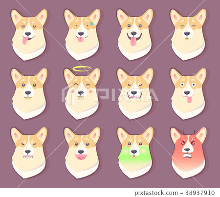 Dog Emoticon Puppy Collection Vector Illustration - Stock Illustration ...