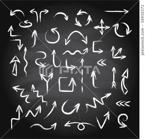 Hand drawn doodle arrows set made of chalk or - Stock Illustration ...