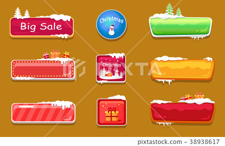 Set of Winter Theme Web Push Button Covered Snow - Stock Illustration ...