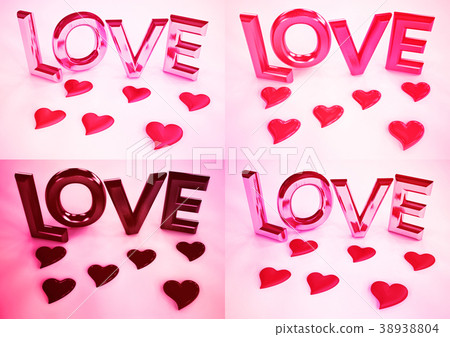LOVE You set of pictures. 3D rendering. - Stock Illustration [38938804 ...