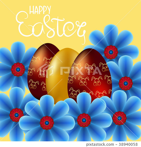 Happy Easter isolated on yellow background. - Stock Illustration ...