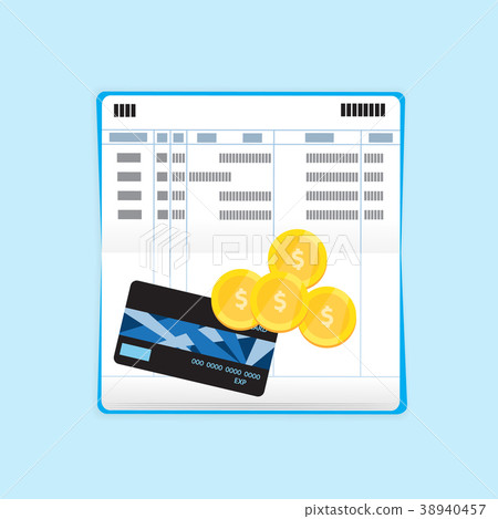 Credit card and coin on bank book. Vector design - Stock Illustration ...