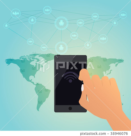 Global connection for smart phone around the world - Stock Illustration ...