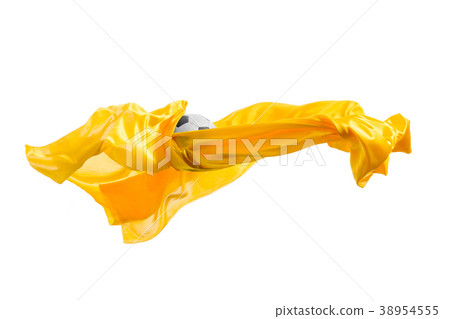 Soccer ball and Smooth elegant transparent yellow - Stock Photo ...