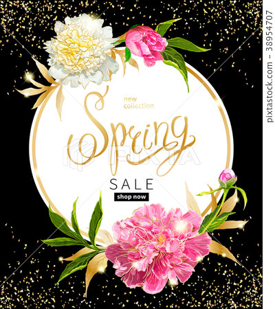 Spring collection background with peones - Stock Illustration [38954707 ...
