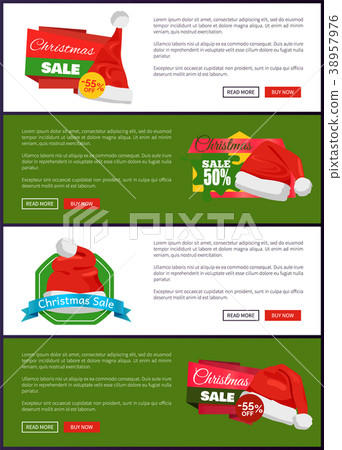 Set Christmas Theme Promo Posters Santa Claus Hats - Stock Illustration ...