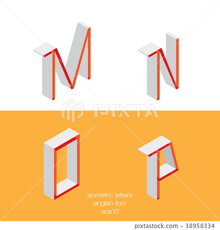 Set of vector isometry letters M N O P. - Stock Illustration [38958334 ...