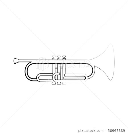 Isolated cornet outline. Musical instrument - Stock Illustration ...