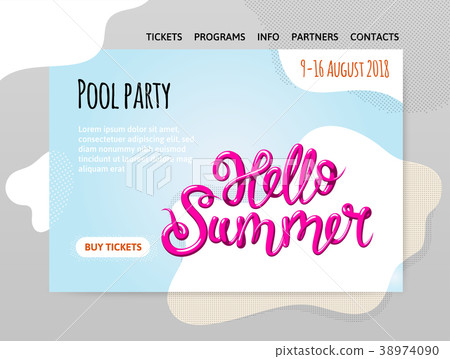 Pool party, Calligraphy, lettering with the phrase - Stock Illustration ...