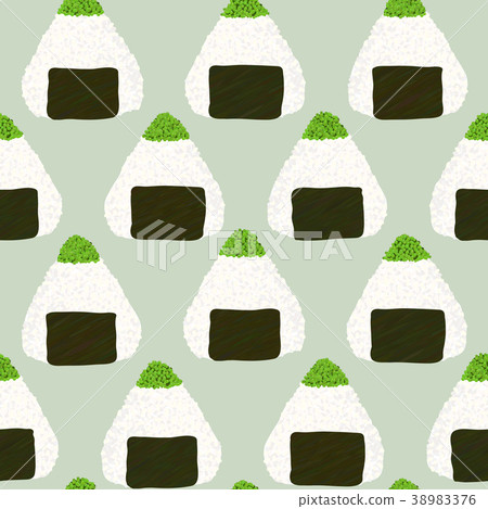 Onigiri with green tobiko roe. Seamless pattern. - Stock Illustration ...