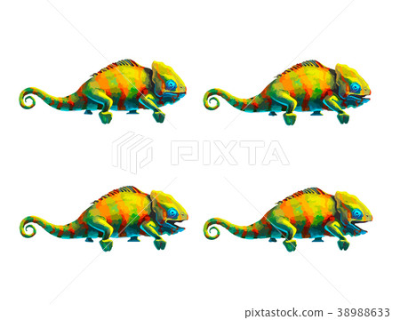 Sprite sheet of cute chameleon, game art animation - Stock Illustration ...