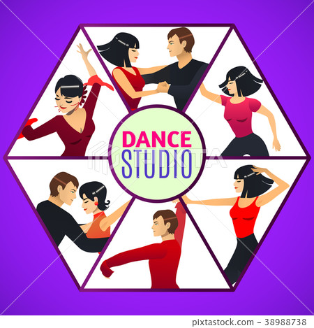 Dance Studio Template in Cartoon Style - Stock Illustration [38988738 ...