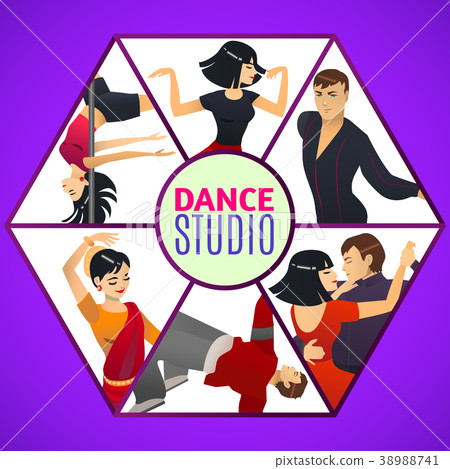 Dance Studio Template in Cartoon Style - Stock Illustration [38988741 ...