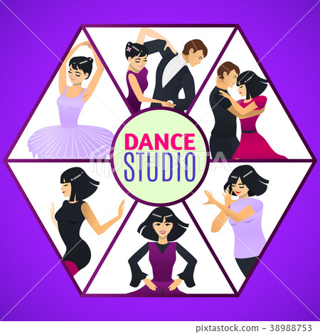 Dance Studio Template in Cartoon Style - Stock Illustration [38988753 ...