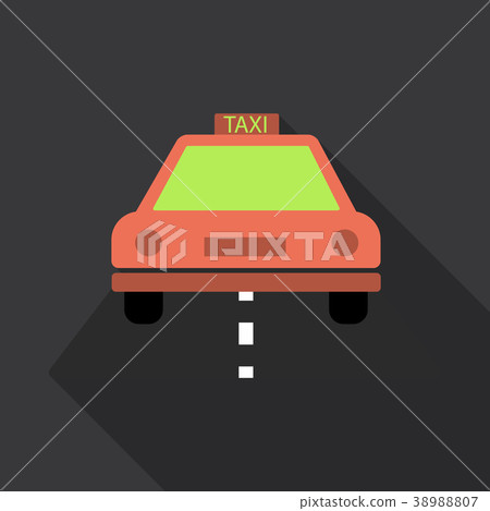 Taxi car top view icon. taxicab sedan with checker-插圖素材 [38988807 ...