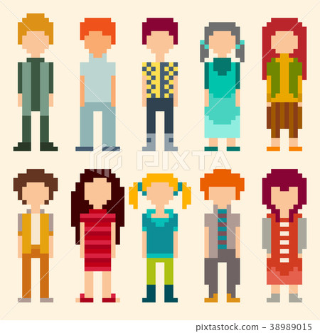 Set of pixel art people - Stock Illustration [38989015] - PIXTA