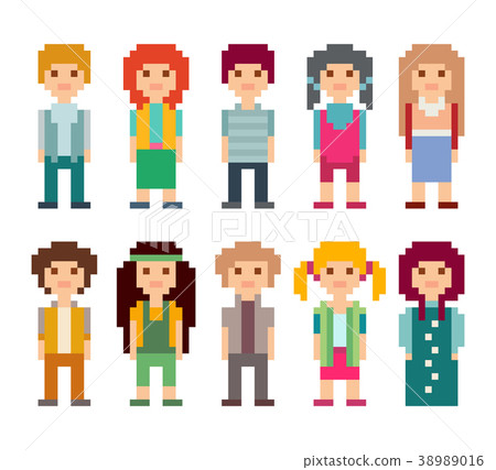 Set of pixel art people icons - Stock Illustration [38989016] - PIXTA