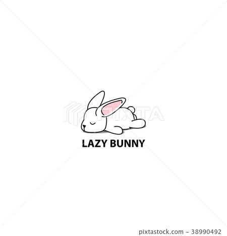 Lazy bunny, cute white rabbit sleeping icon - Stock Illustration ...