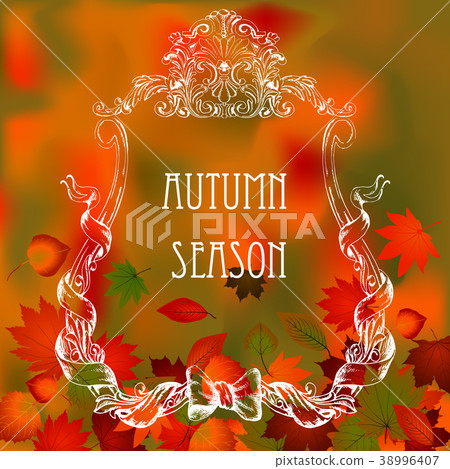 Autumn background, leaves yellowing postcard - Stock Illustration ...