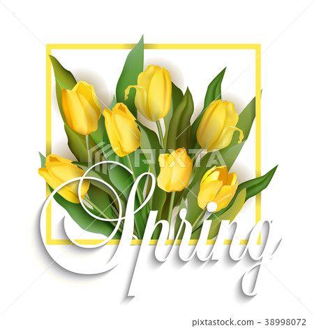Spring text with tulip flower. Vector - Stock Illustration [38998072 ...