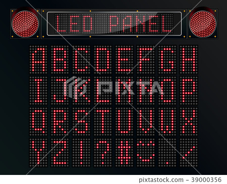 LED digital font on black background - Stock Illustration [39000356 ...
