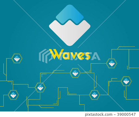 Waves blockchain circuit technogy style background - Stock Illustration [39000547] - PIXTA