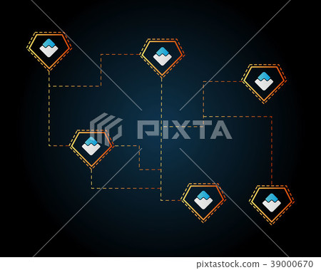 Waves blockchain digital technology style - Stock Illustration [39000670] - PIXTA