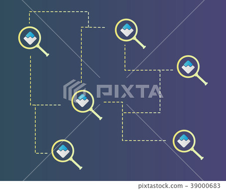 Waves blockchain style with magnifying background - Stock Illustration [39000683] - PIXTA