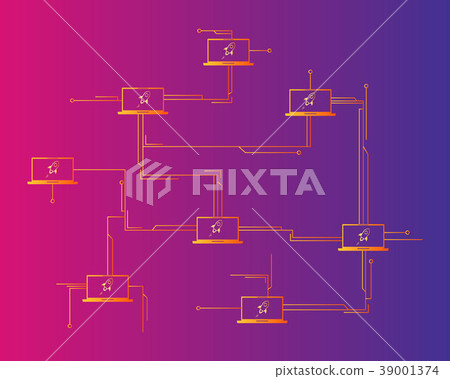 Blockchain stellar style circuit network - Stock Illustration [39001374 ...