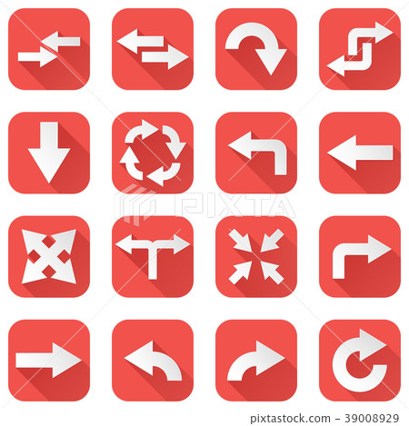 Arrows set. Collection of square red icons with-插圖素材 [39008929] - PIXTA圖庫